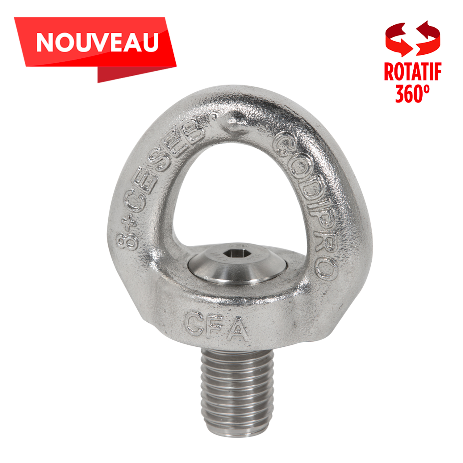Anneau de levage en inox à simple articulation SS.SEB - TLM 77