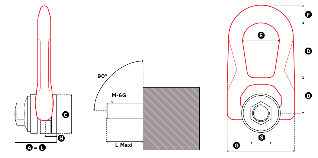 Anneau de levage à double articulation DSR Femelle - TLM 77